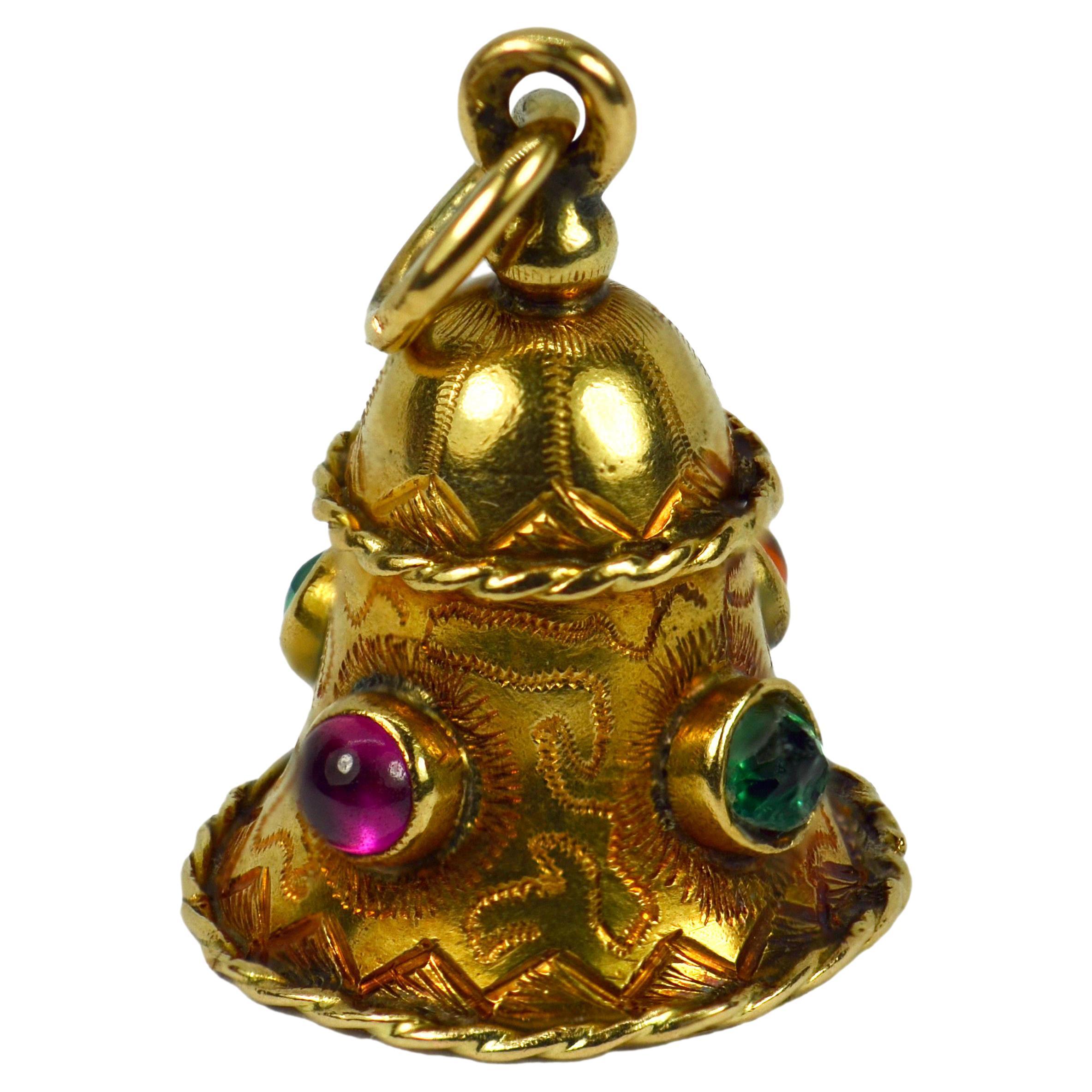 Gold Reticulated Bell Charm For Sale at 1stDibs