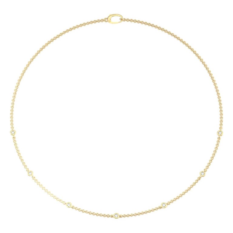 18 Karat Yellow Gold Bezel Diamond Strand Necklace '1/3 Carat' For Sale ...
