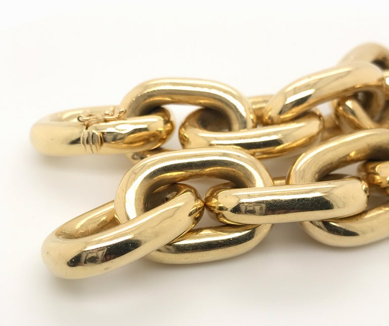 18 Karat Yellow Gold Big Link Chain Bracelet at 1stDibs | big chain ...
