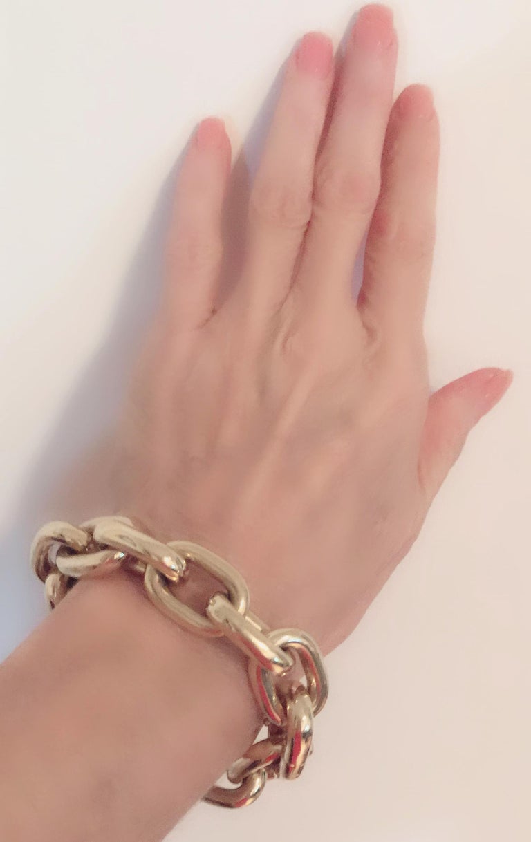 18 Karat Yellow Gold Big Link Chain Bracelet at 1stDibs | big chain ...