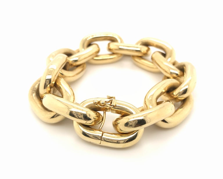 18 Karat Yellow Gold Big Link Chain Bracelet at 1stDibs | big chain ...