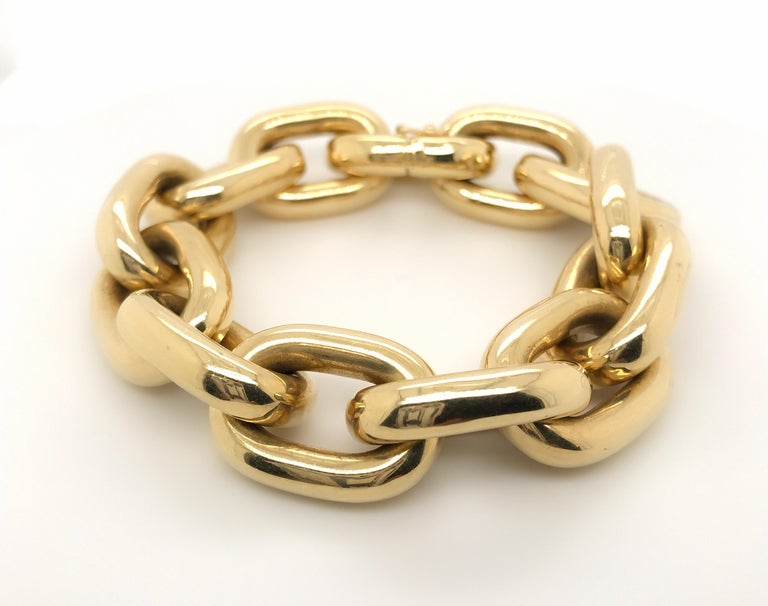 18 Karat Yellow Gold Big Link Chain Bracelet at 1stDibs | big chain ...