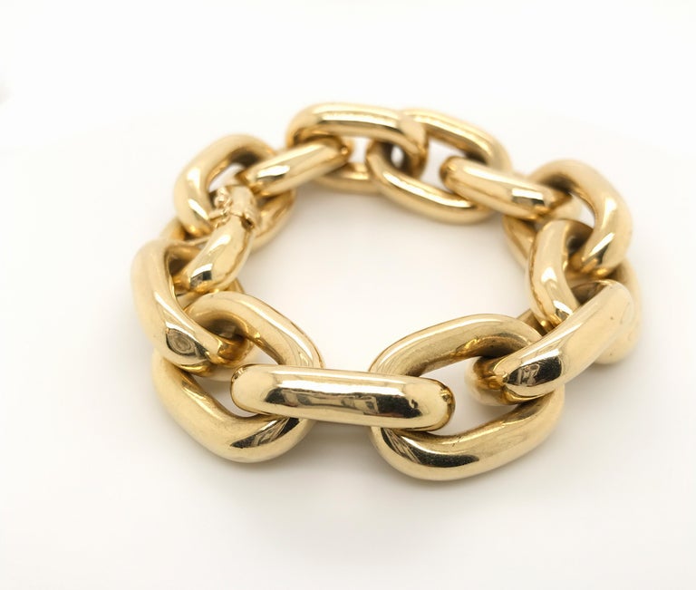 18 Karat Yellow Gold Big Link Chain Bracelet at 1stDibs | big chain ...