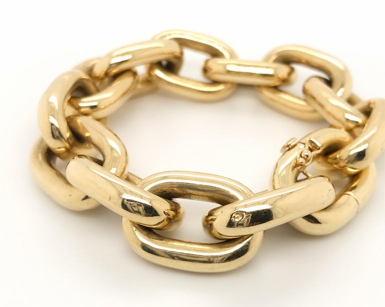 18 Karat Yellow Gold Big Link Chain Bracelet at 1stDibs | big chain ...