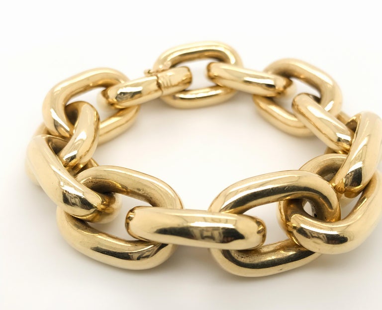 18 Karat Yellow Gold Big Link Chain Bracelet at 1stDibs | big chain ...