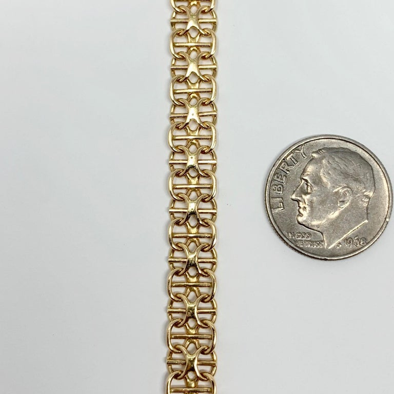 18 Karat Yellow Gold Bismark Link Chain Bracelet For Sale at 1stDibs