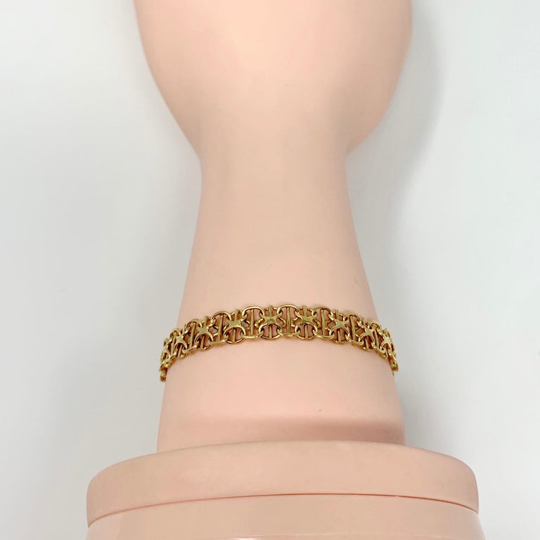 18 Karat Yellow Gold Bismark Link Chain Bracelet For Sale at 1stDibs