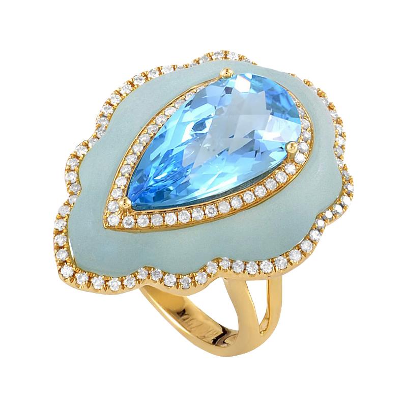 Fabergé Rococo 18 Karat Yellow Gold Wide Diamond and Gemstone Ring, US ...