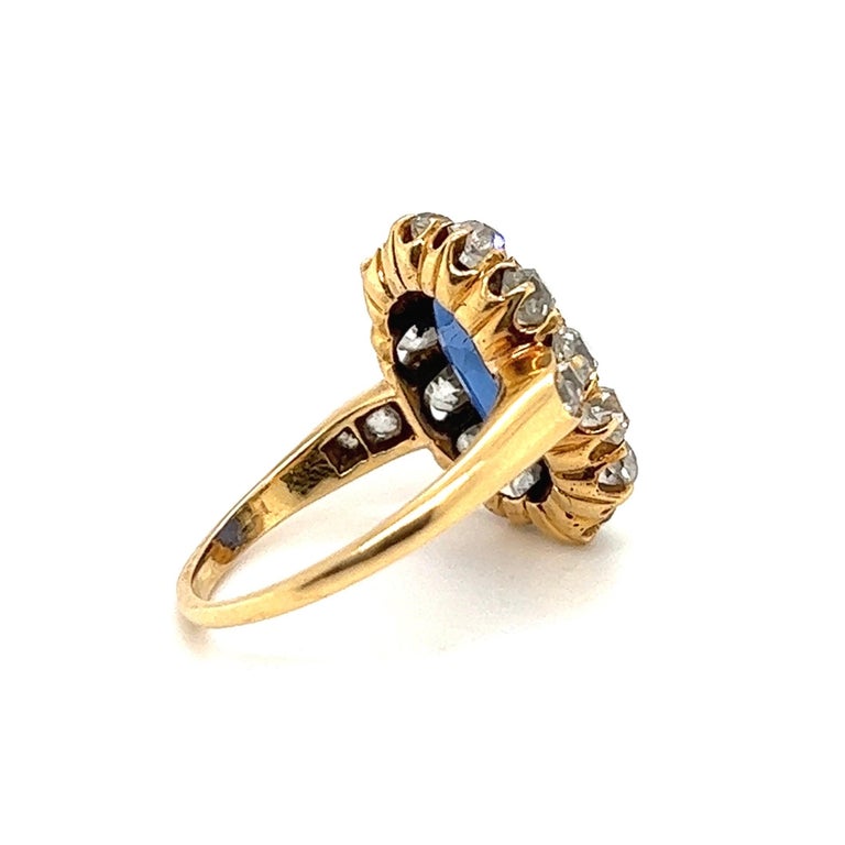 18 Karat Yellow Gold Ceylon Sapphire and Diamond Ring at 1stDibs