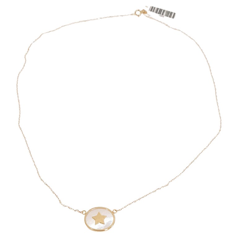 18 Karat Yellow Gold Chain with Star and White Nacre Pendant For Sale ...