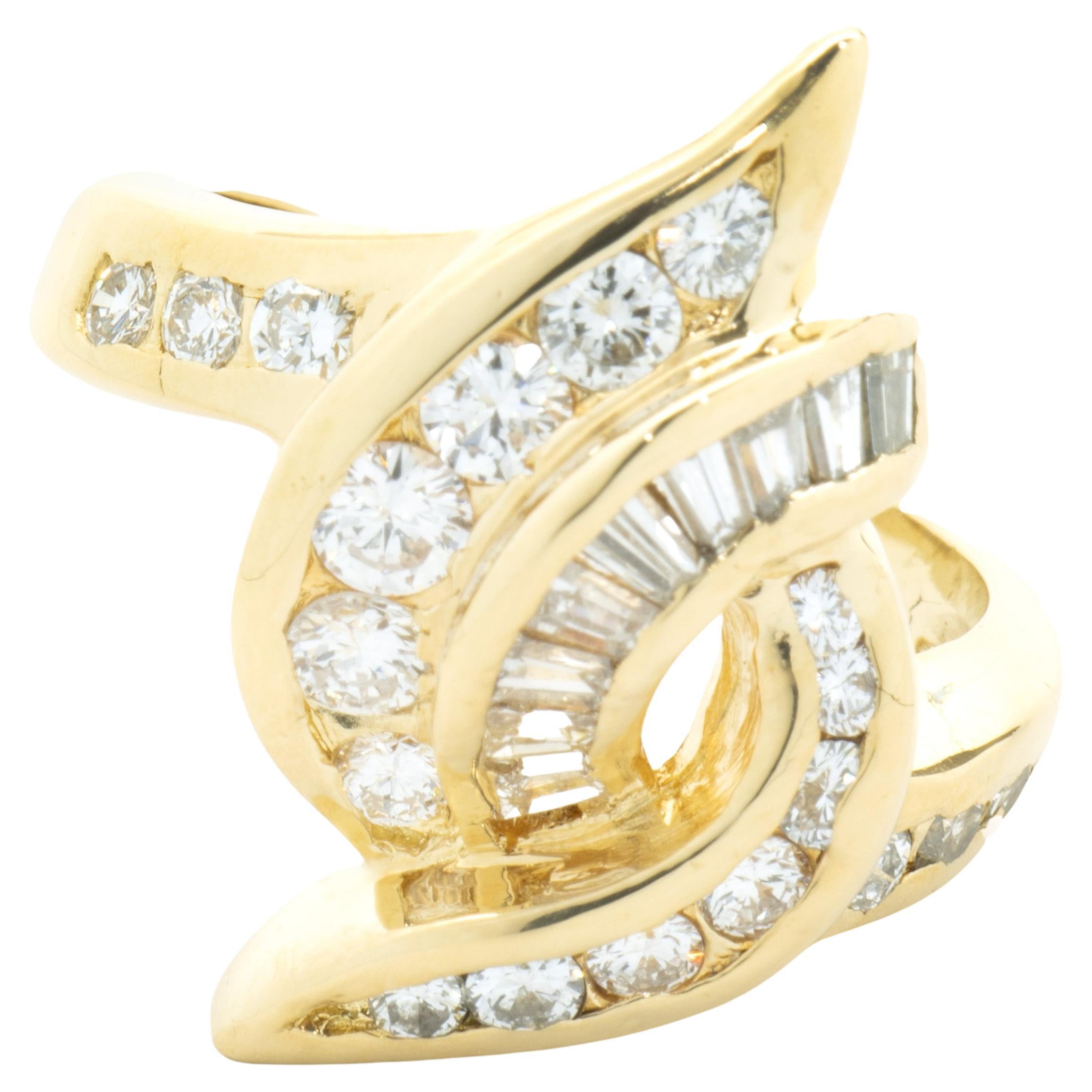 18 Karat Yellow Gold Channel Set Diamond Knot Ring For Sale at 1stDibs