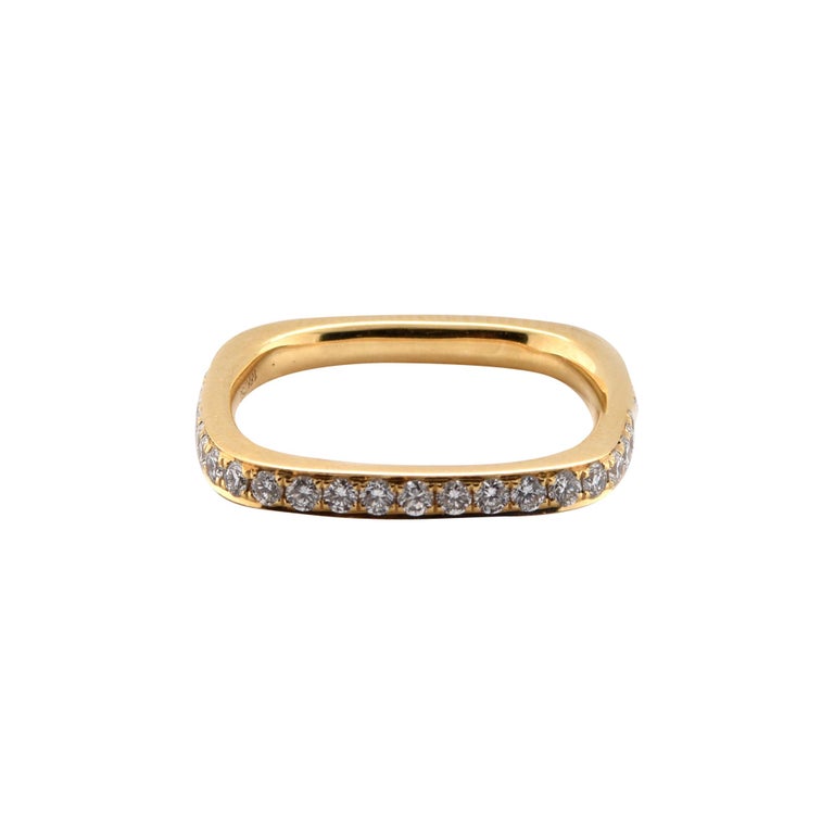 18 Karat Yellow Gold Channel Set Diamond Square Band For Sale at 1stDibs