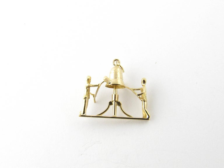 18 Karat Yellow Gold Church Bell with Ringers Charm at 1stDibs