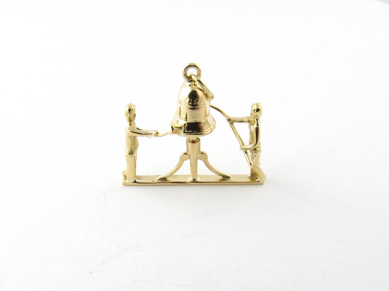 18 Karat Yellow Gold Church Bell with Ringers Charm at 1stDibs