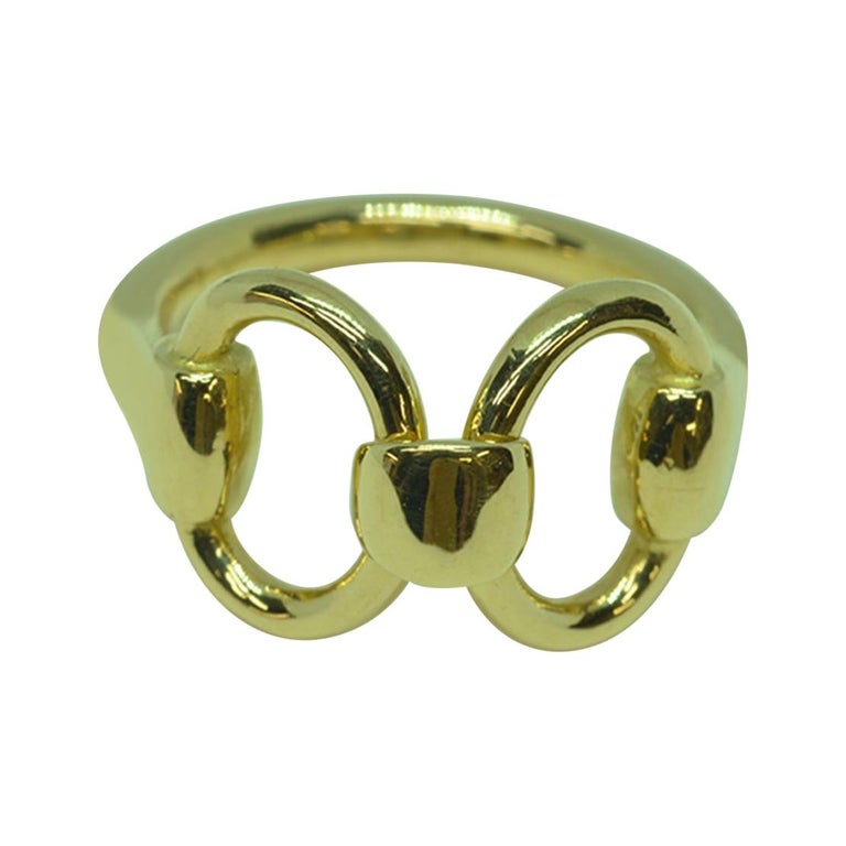 18 Karat Yellow Gold Classic Equestrian Linked Horsebit Ring For Sale ...