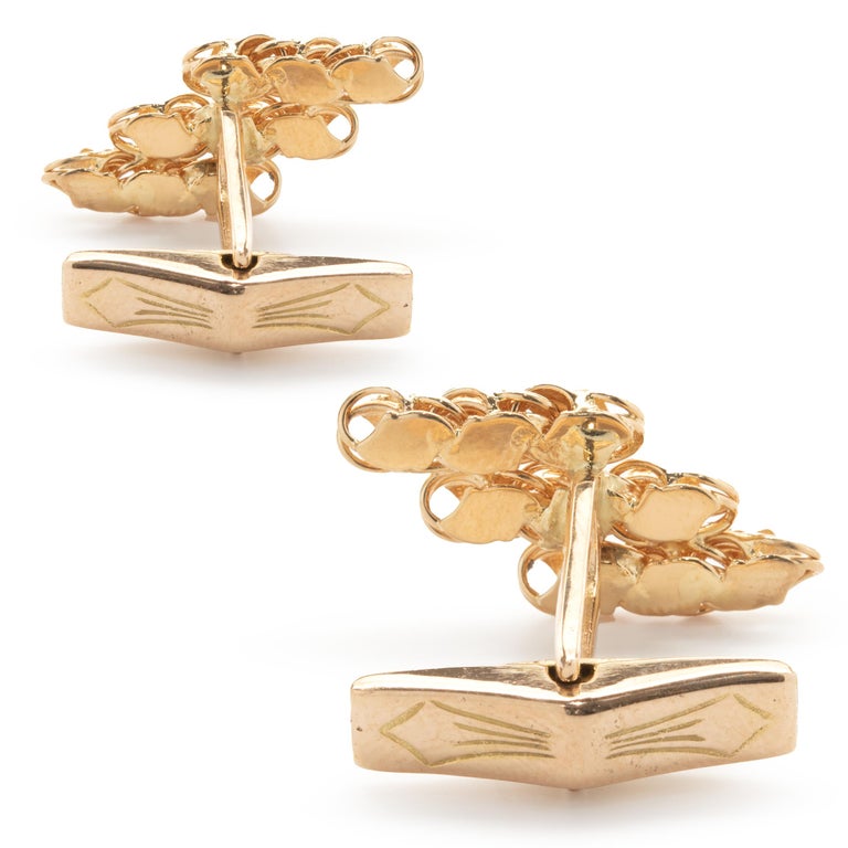18 Karat Yellow Gold Custom Link Nugget Style Cufflinks For Sale at 1stDibs