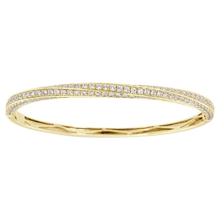 18 Karat Yellow Gold Diamond Bangle '3 Carat' For Sale at 1stDibs