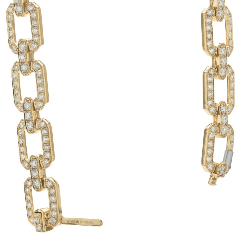 18 Karat Yellow Gold Diamond Buckle Link Collar Necklace For Sale at ...
