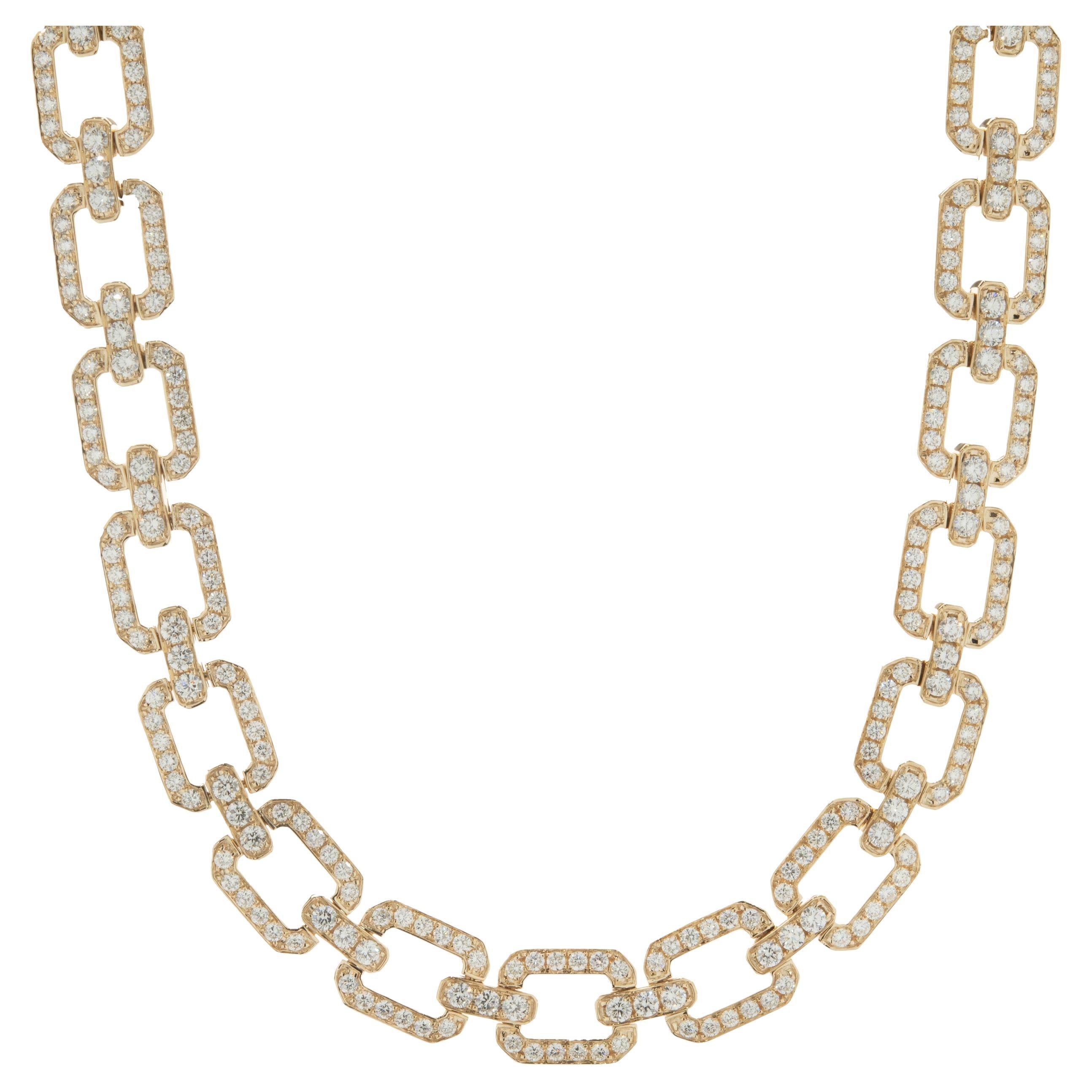 18 Karat Yellow Gold Ornate Custom Link Collar Necklace For Sale at 1stDibs