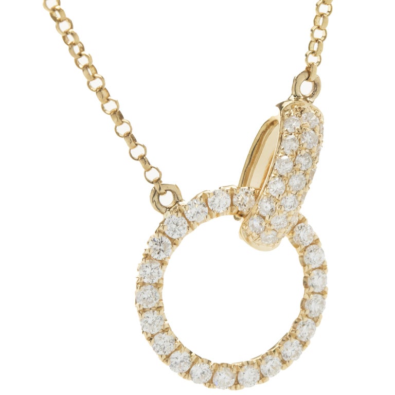 18 Karat Yellow Gold Diamond Circle Necklace For Sale at 1stDibs