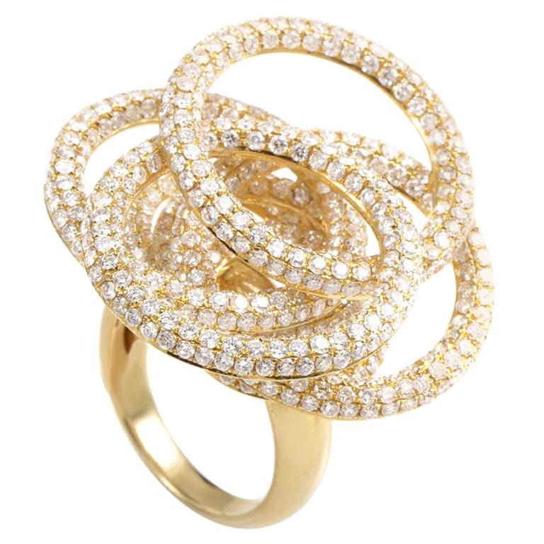 18 Karat Yellow Gold Diamond Circle Ring For Sale at 1stDibs