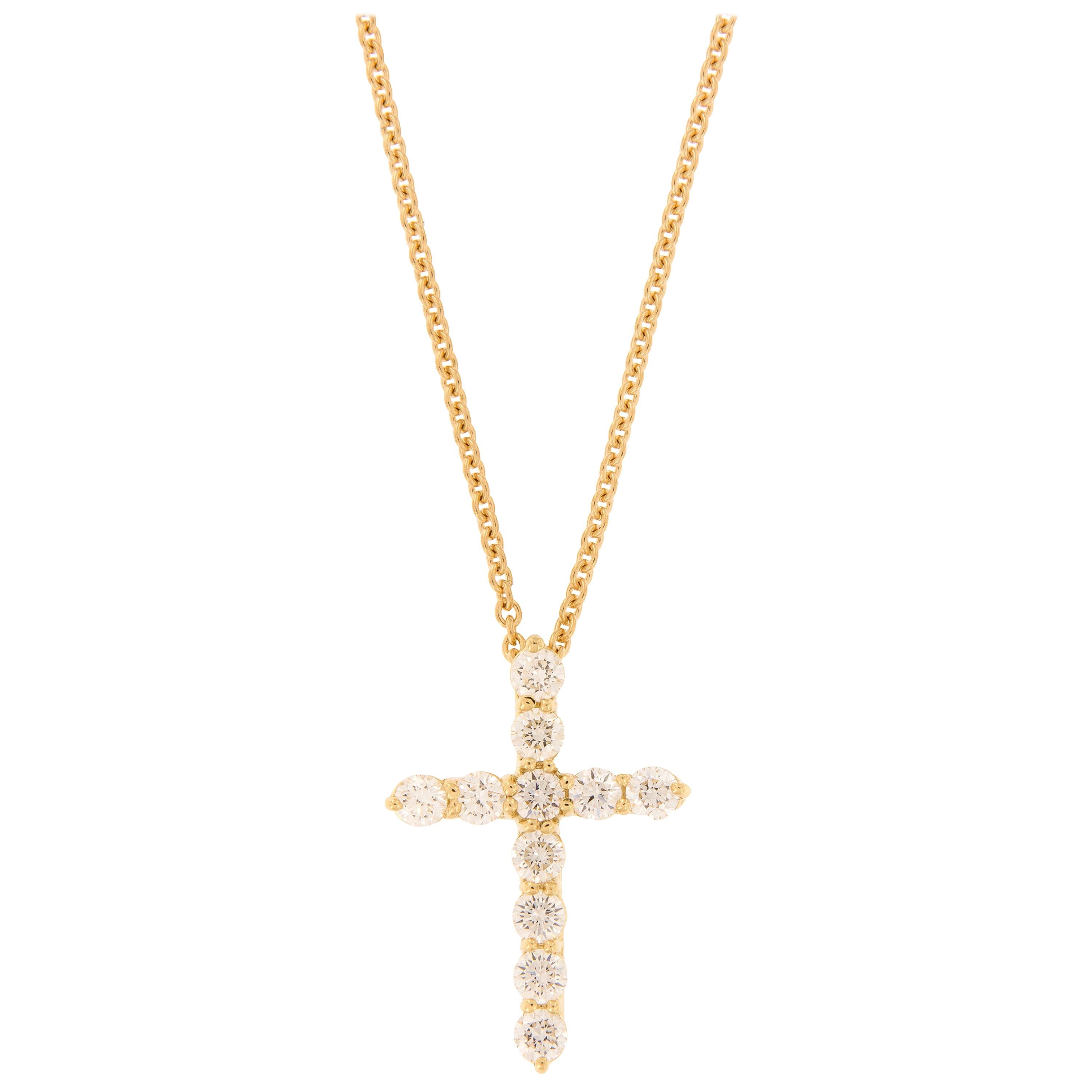 Natural Colombian Emerald Cross Pendant 18 Karat Yellow Gold at 1stDibs ...