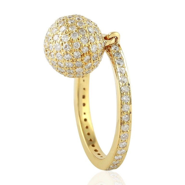 Customizable 18 Karat Yellow Gold Diamond Disco Ring For Sale at 1stDibs