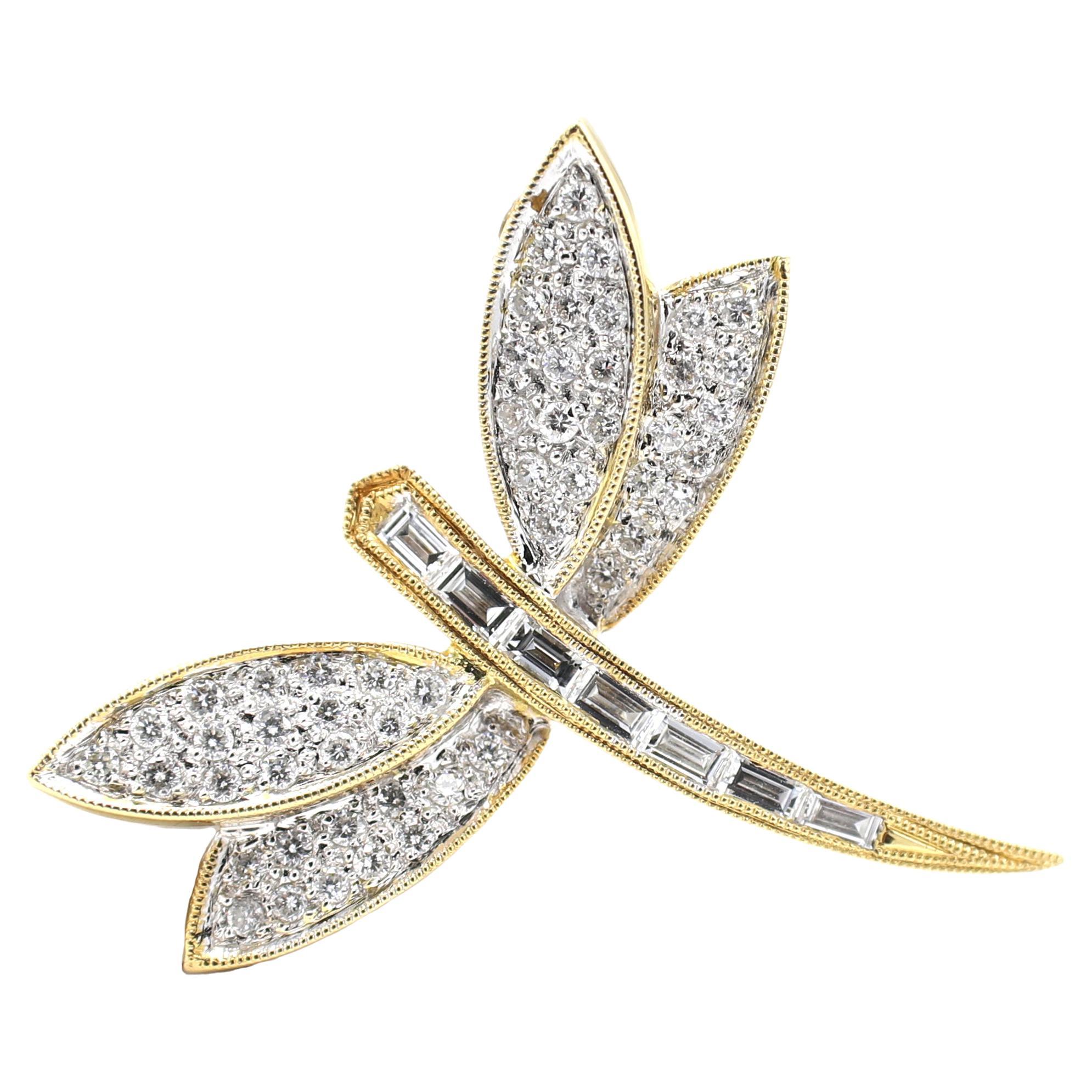 Rare French Diamond Emerald Dragonfly Pin Attributed to Fouquet at 1stDibs