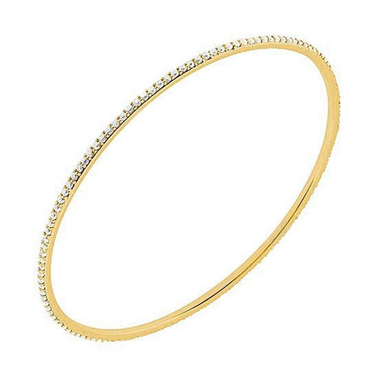 18 Karat Yellow Gold Diamond Eternity Bangle For Sale at 1stDibs