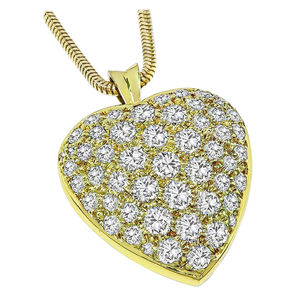 Gioiel Moda Large Diamond Gold Heart Pendant For Sale at 1stDibs