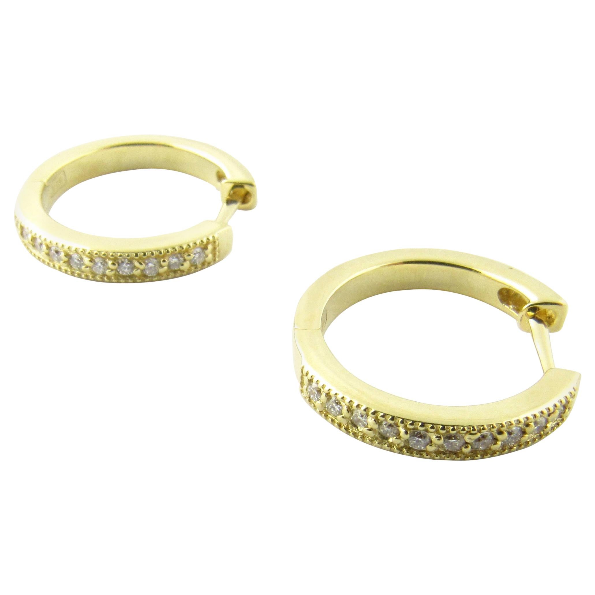 Diamond Hoops in 18 Karat Yellow Gold For Sale (Free Shipping) at 1stDibs