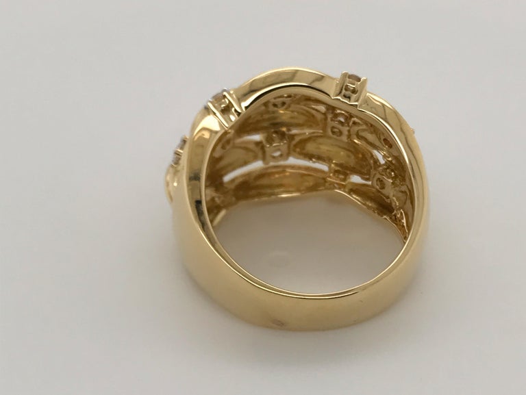 18 Karat Yellow Gold Diamond Set Basket Weave Dress Ring For Sale at ...