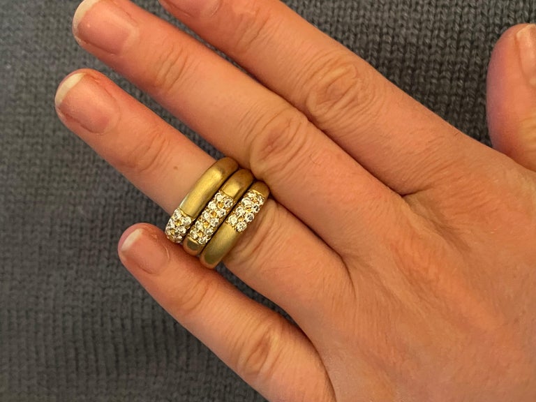 18 Karat Yellow Gold Diamond Stackable Rings 0.40 Carats 20.9 Grams For ...