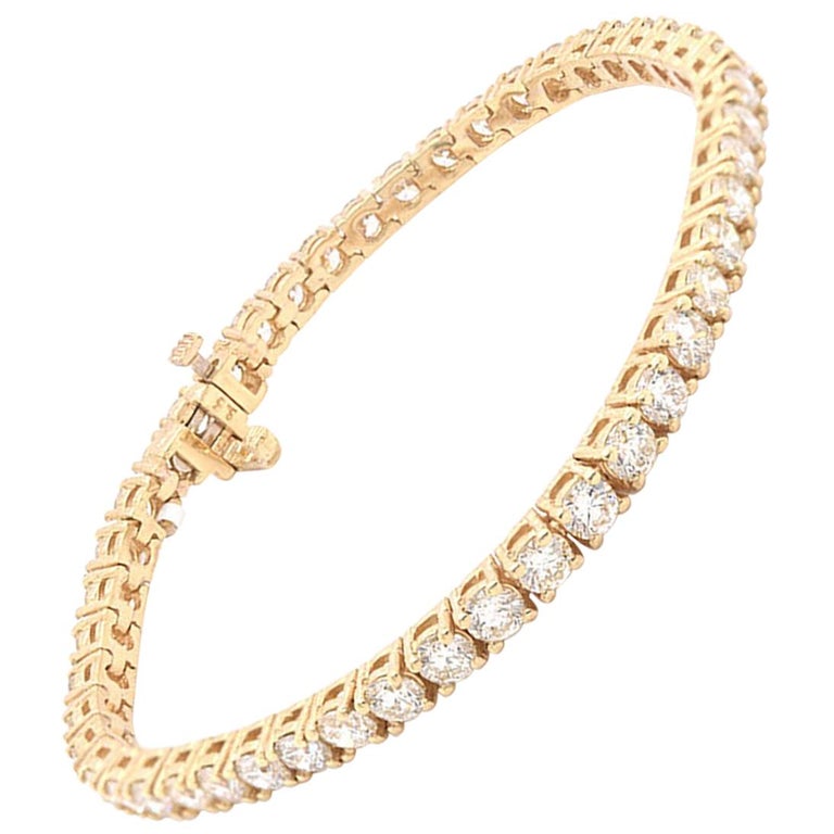 18 Karat Yellow Gold Diamond Tennis Bracelet For Sale At 1stdibs