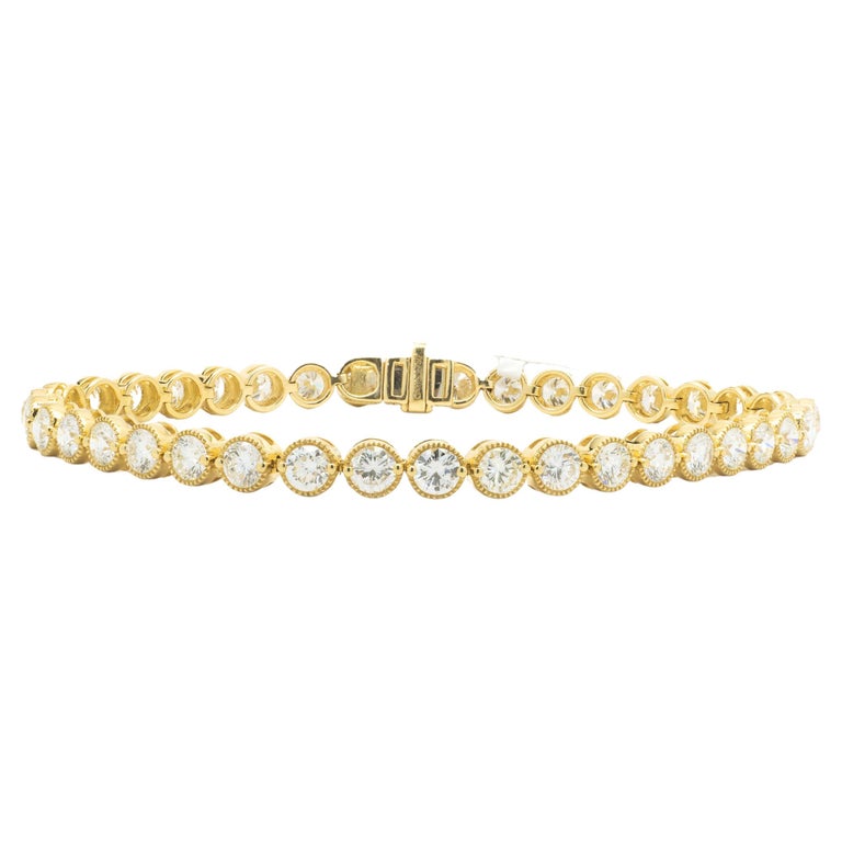 18 Karat Yellow Gold Diamond Tennis Bracelet For Sale at 1stDibs | diamond tennis bracelet 18k ...