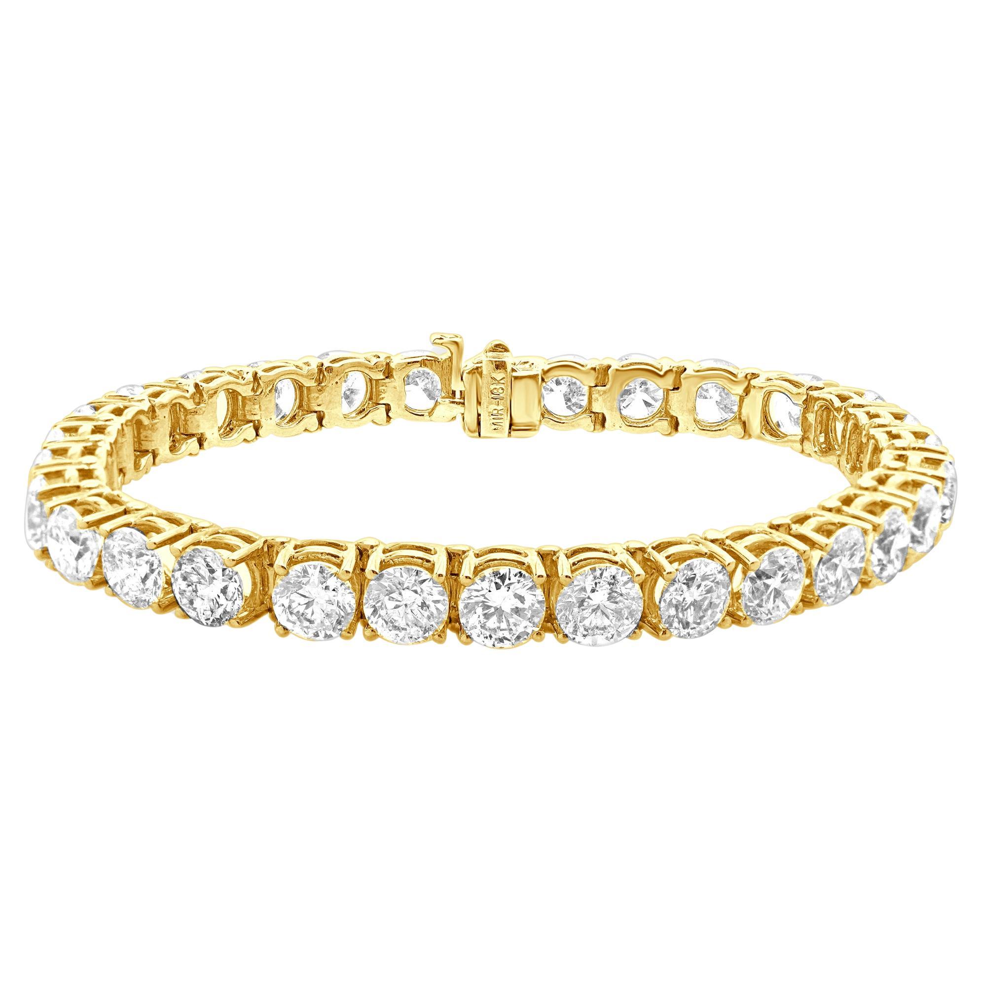 18 Karat Yellow Gold Diamond Tennis Bracelet For Sale At 1stdibs