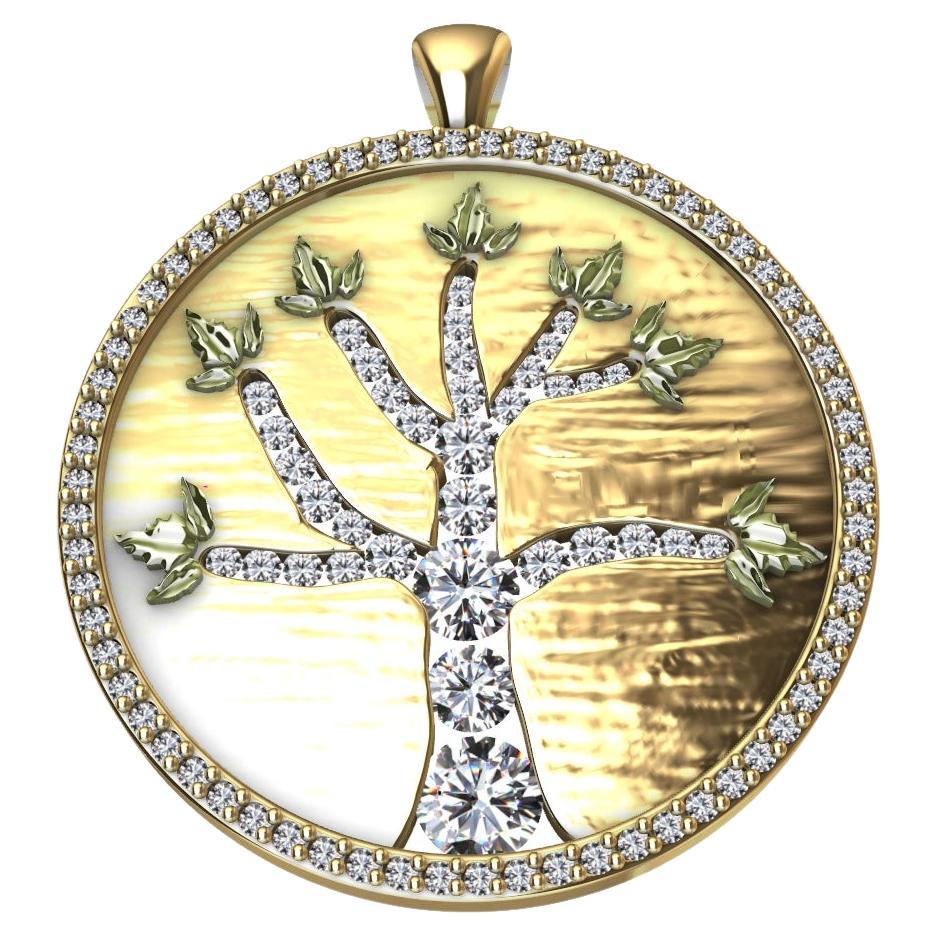 18 Karat Yellow Gold Diamond Tree of Life Pendant For Sale at 1stDibs