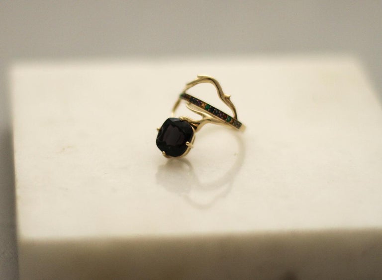 18 Karat Yellow Gold Diamonds Ring with Copper Bearing Paraiba ...