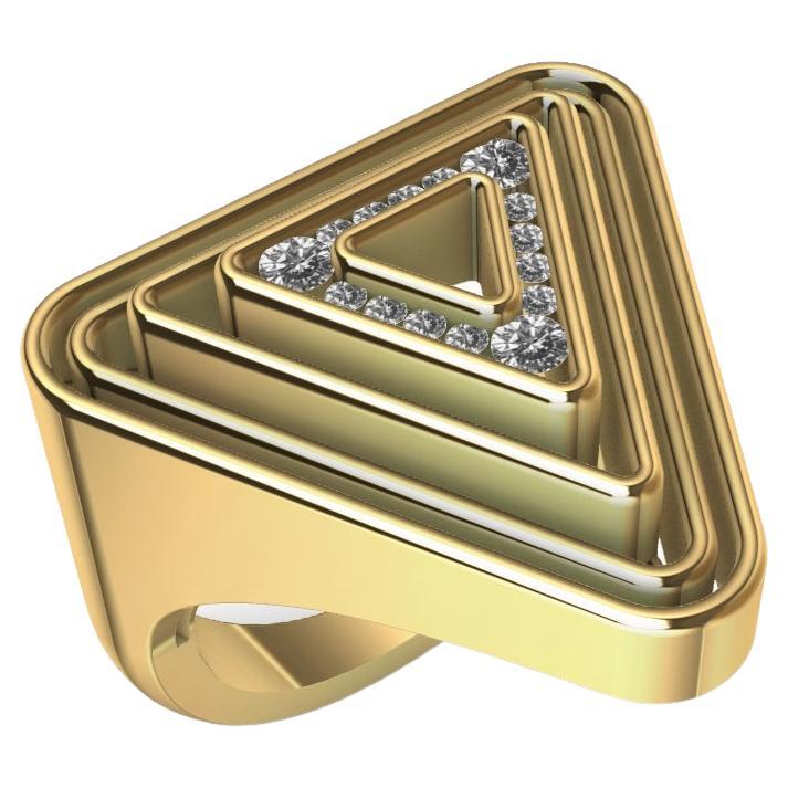 Customizable 18 Karat Yellow Gold Diamonds Soft Triangle Pyramid Ring ...