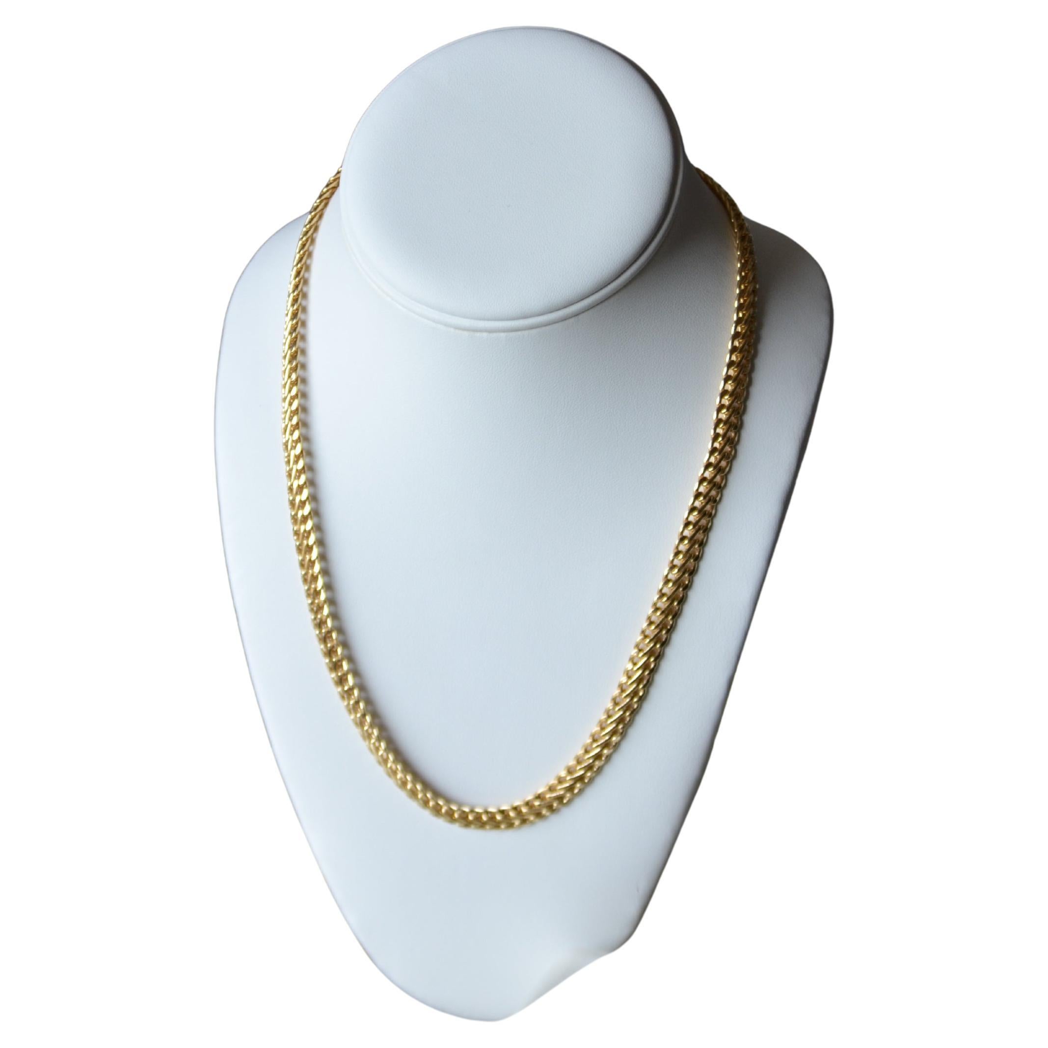 18 Karat Yellow Gold Double Curb Chain Necklace For Sale at 1stDibs