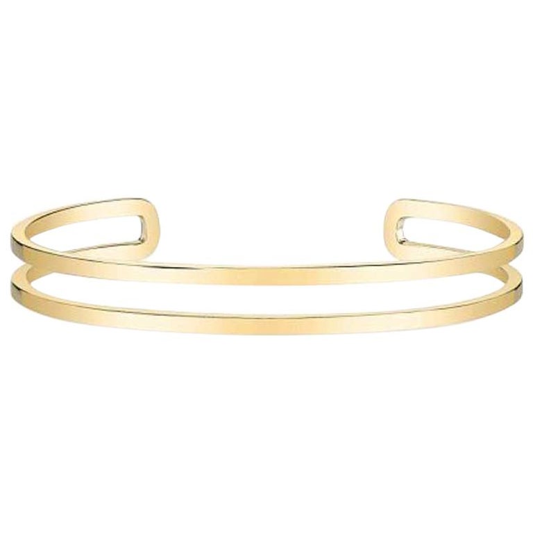 18 Karat Yellow Gold Double Line Cuff For Sale at 1stDibs