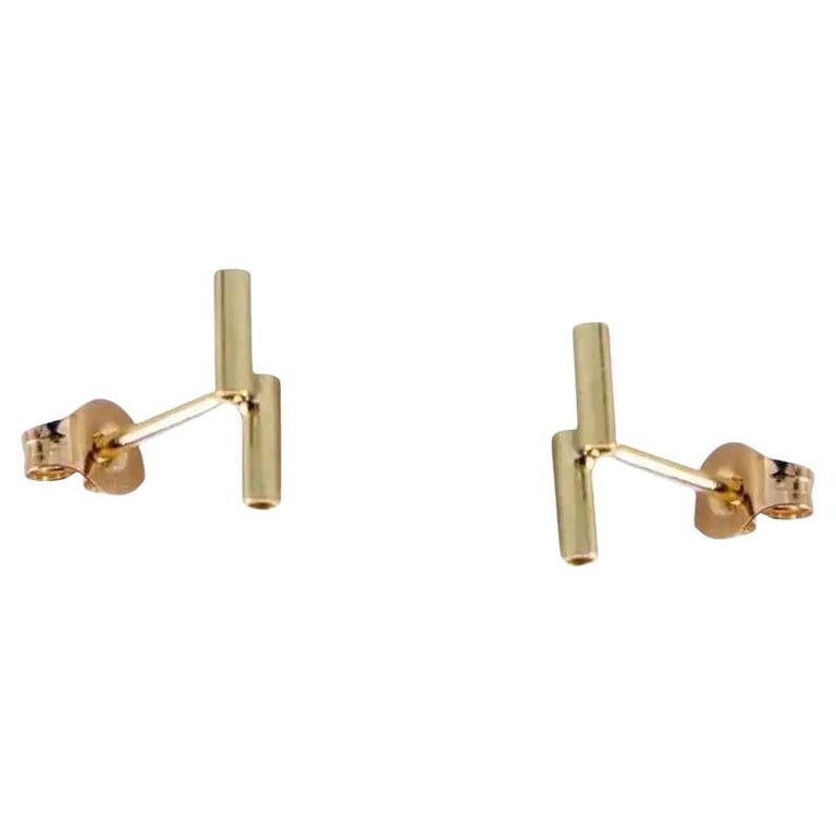 Doppel-Linien-Ohrringe aus 18 Karat Gelbgold im Angebot bei 1stDibs