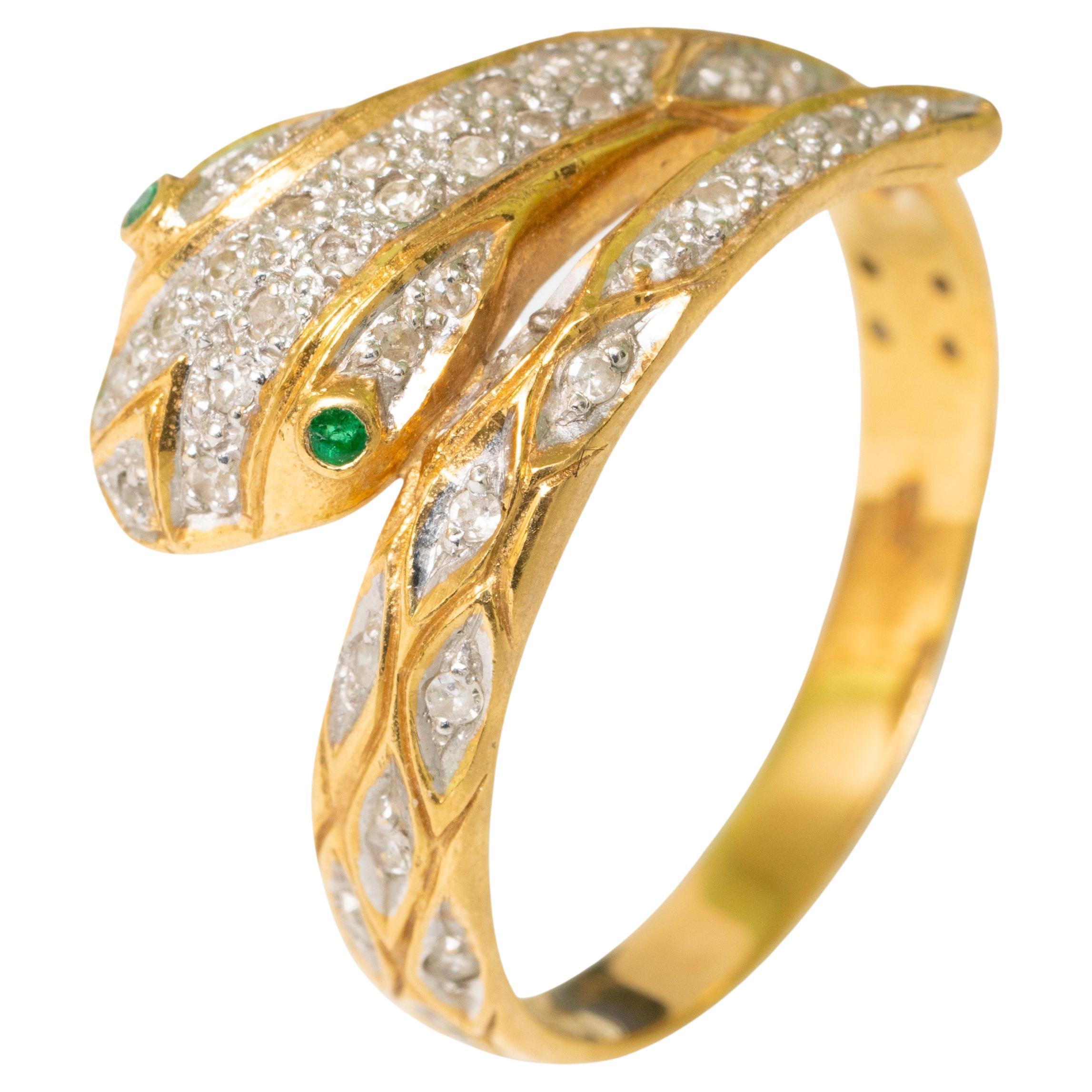 Diamond and Sapphire Serpent Design Ring at 1stDibs