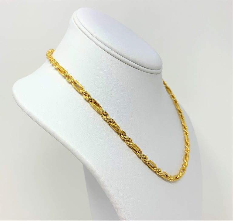 18 Karat Yellow Gold Fancy Modified Rope UnoAErre Chain Necklace For ...