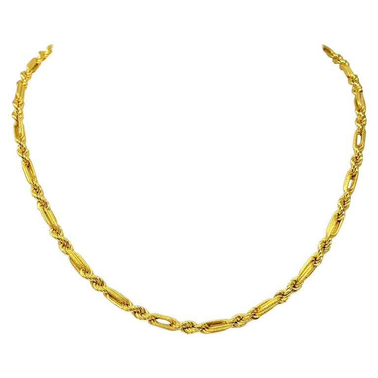 18 Karat Yellow Gold Fancy Modified Rope UnoAErre Chain Necklace For ...