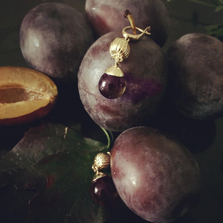 18 Karat Yellow Gold Fig Cocktail Earrings with Smoky Quartzes by the ...