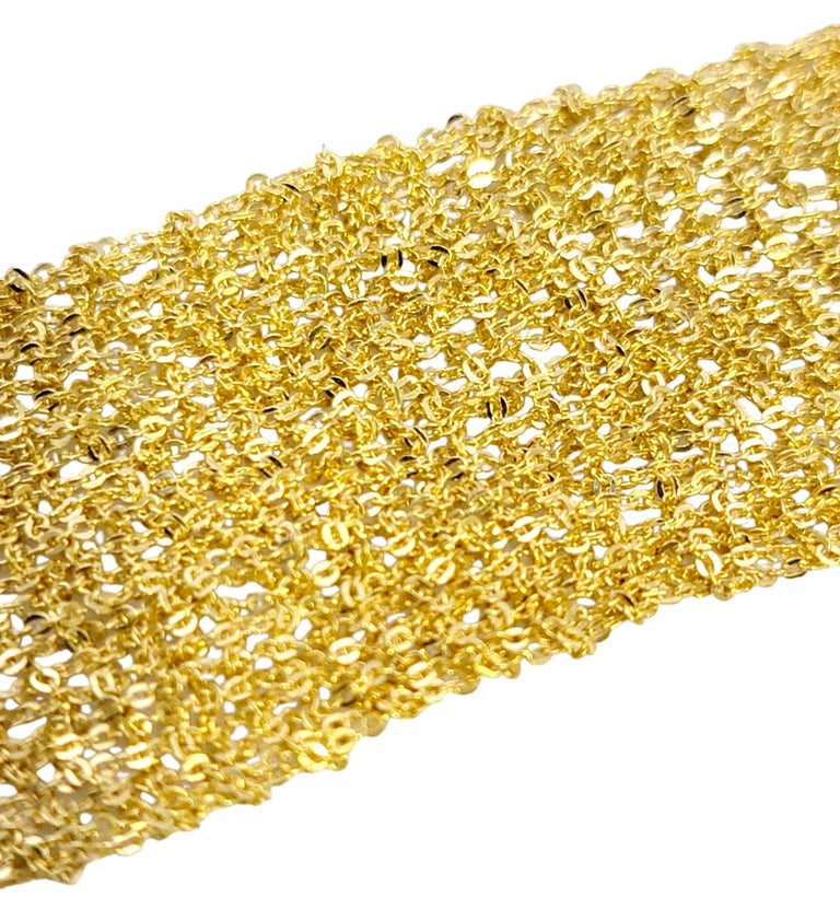 18 Karat Yellow Gold Fine Knitted Mesh Tasseled Self Tie Scarf Necklace ...