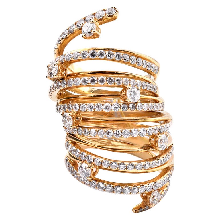 18 Karat Yellow Gold Flexible Swirl Ring For Sale at 1stDibs