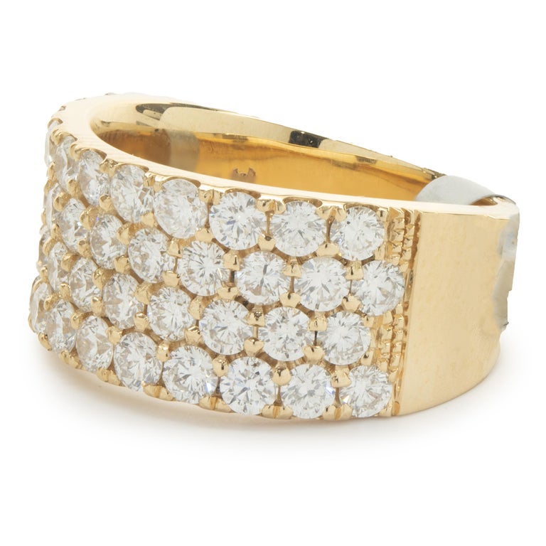 18 Karat Yellow Gold Four Row Diamond Cigar Band For Sale at 1stDibs