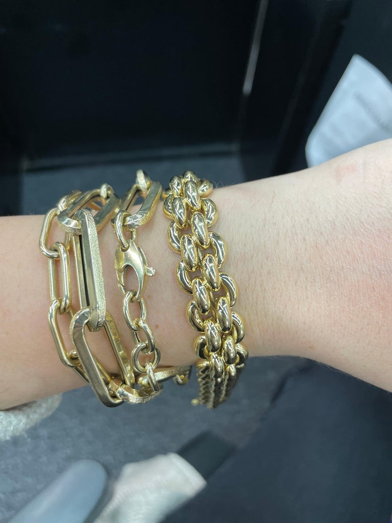 18 Karat Yellow Gold Four Row Link Bracelet 42.2 Grams Made in Italy ...
